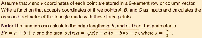 Solved Using Matlab User Defined Functions Assume That The X And Y Coordinates Of Each Point