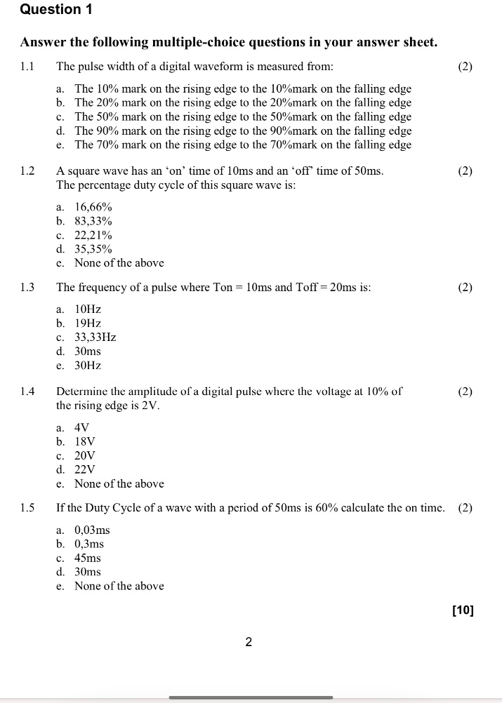 question 1 answer the following multiple choice questions in your ...