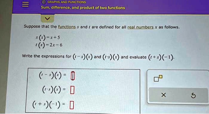 texts help now graphs and functions sum difference and product of two functions suppose that the ...