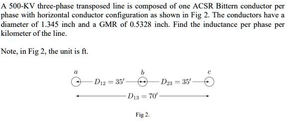 SOLVED: A 500-kV three-phase transposed line is composed of one ACSR Bittern conductor per phase ...