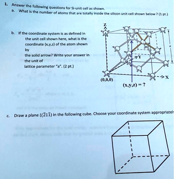 SOLVED:Answer the following 5 questions for Si-unit cell as shown What ...