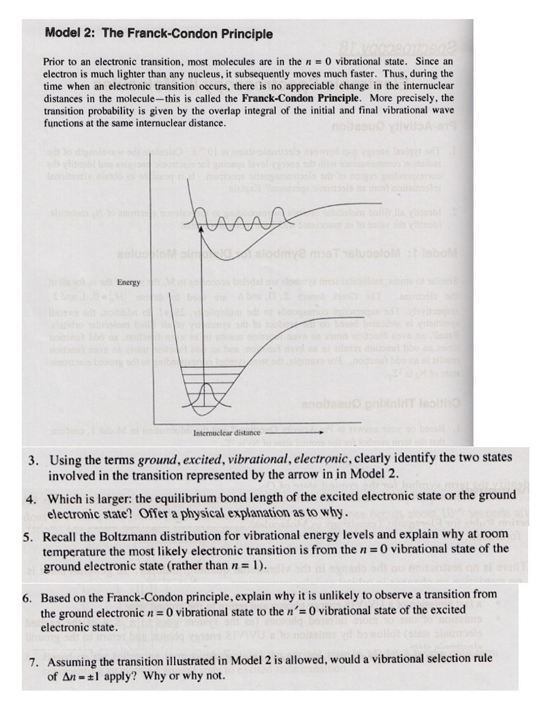 SOLVED: Model 2: The Franck-Condon Principle Prior to an electronic ...