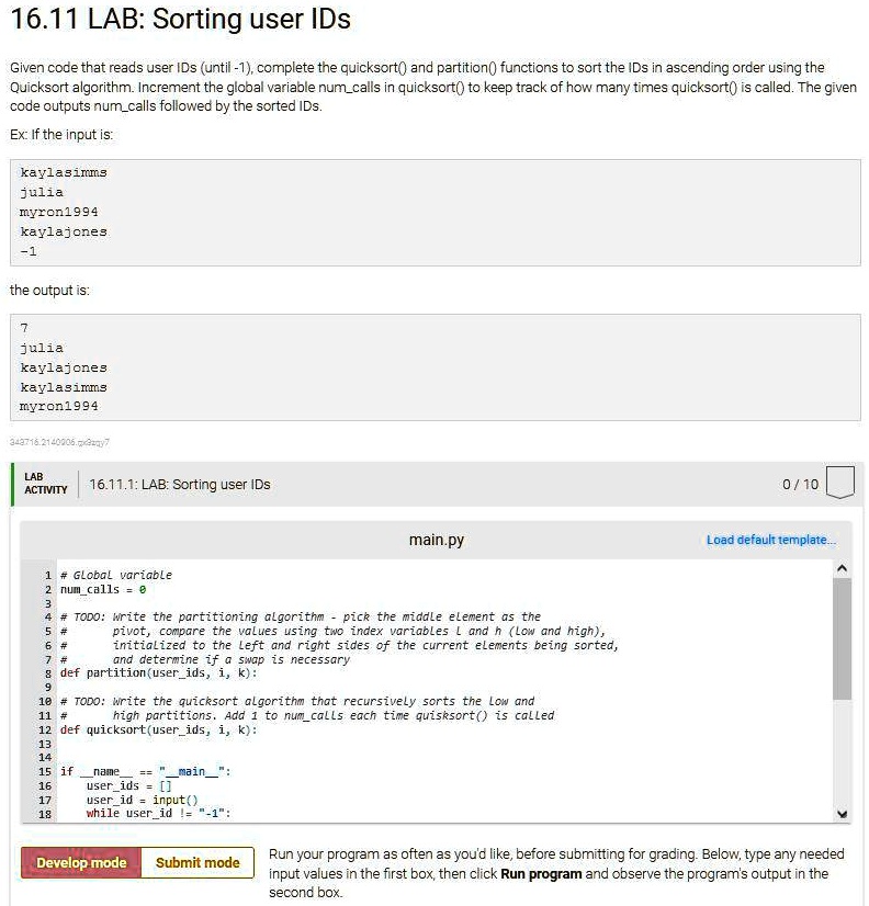 Need Help Python Thank You 1611 Lab Sorting User Ids Given Coce That Reads User Ids Until 1