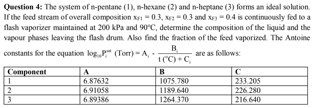 SOLVED: Question 4: The system of n-pentane (1), n-hexane (2), and n ...