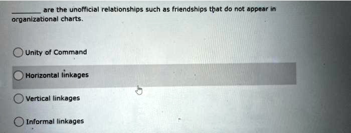 are the unofficial relationships such as friendships that do not appear ...