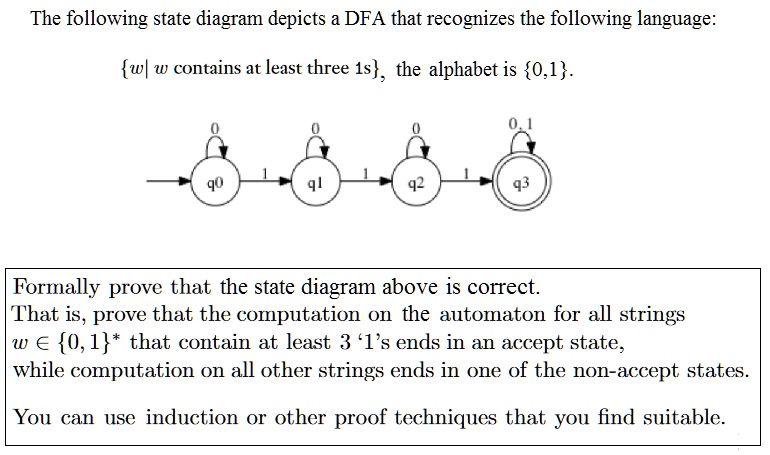 SOLVED: The following state diagram depicts a DFA that recognizes the language w | w contains at ...