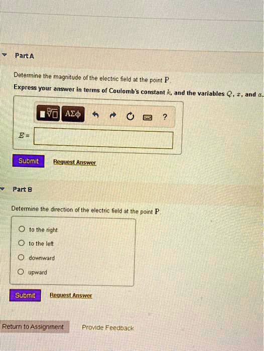 Determine the magnitude of the electric field at the point P. Express ...