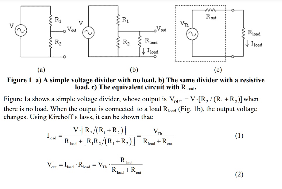 work out equation 1 and 2 using kirchoffs laws vth rtoad 11oad iload a ...