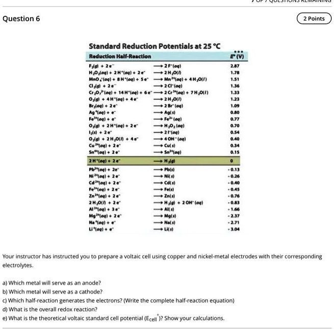 answer b the metal that will serve as a cathode is the one with the ...