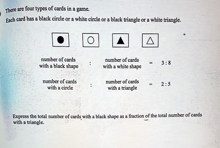 SOLVED: There are four types of cards in a game Each card has black ...
