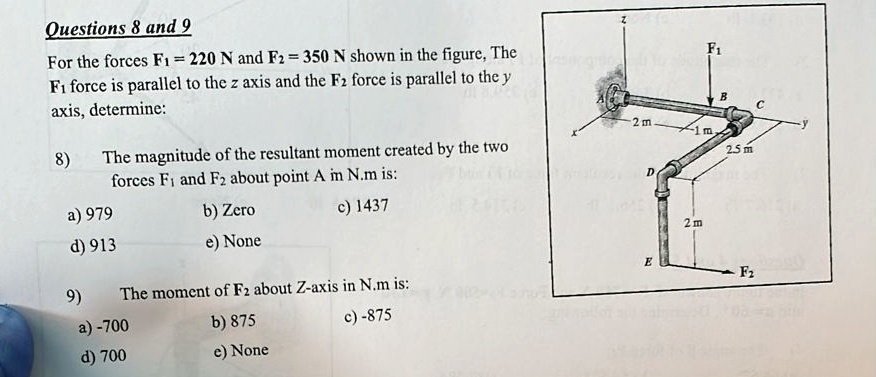 questions 8 and 9 for the forces f1220 n and f2350 n shown in the ...