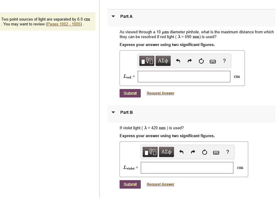 SOLVED: plz help ill leave a like Two point sources of light are separated by 6.0 cm You may ...