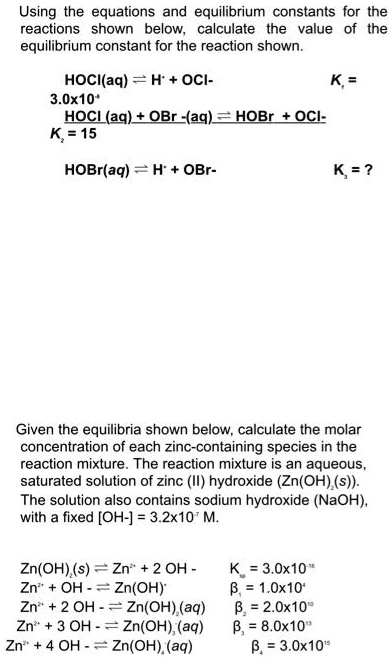 Using the equations and equilibrium constants for the reactions shown ...