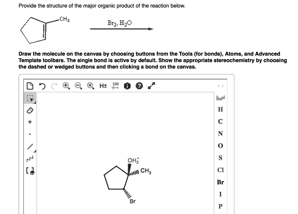 SOLVED: Provide the structure of the major organic product of the reaction below: CH3 Brz: Hzo ...