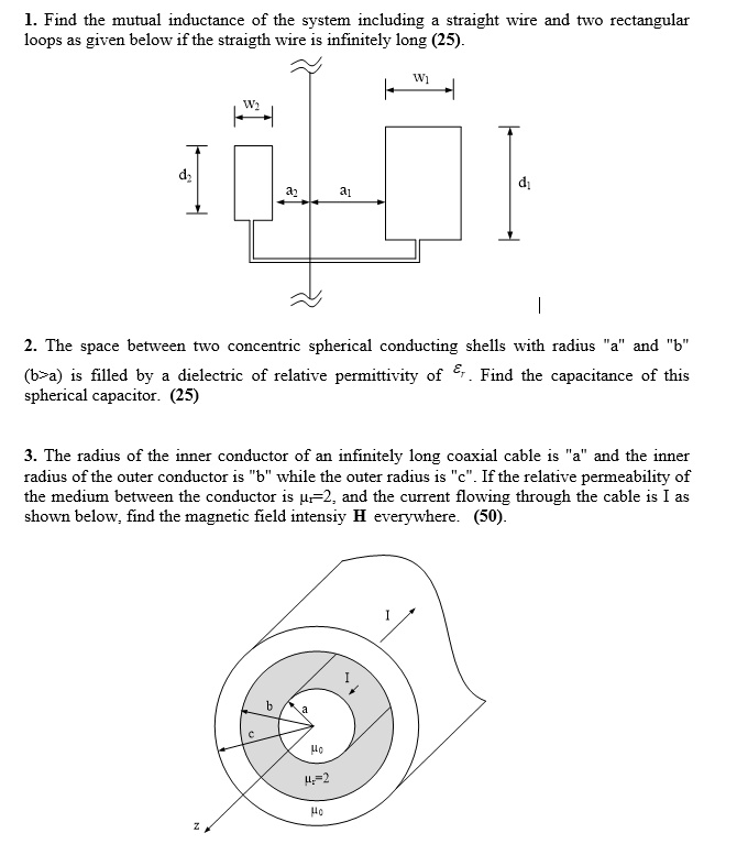 SOLVED: Texts: 1. Find the mutual inductance of the system including a ...