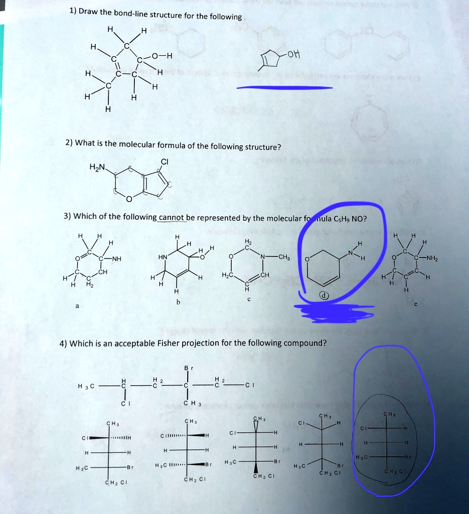 SOLVED: 1) Draw the bond-line structure for the following: O-H OH 2) What is the molecular ...