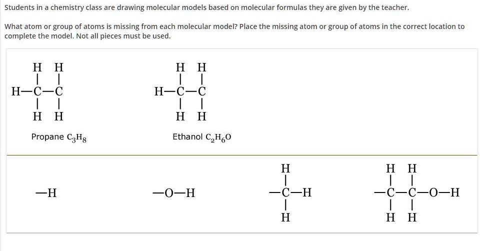 Students in a chemistry class are drawing molecular models based on ...