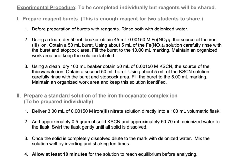 Experimental procedure to be completed individually but...