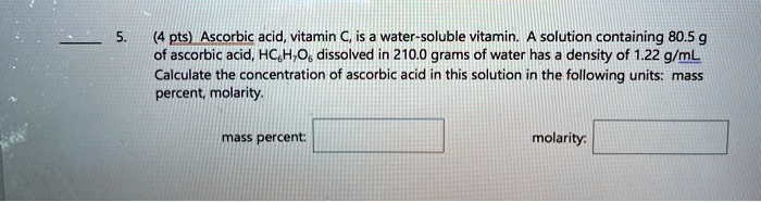 pts ascorbic acid vitamin c is water soluble vitamin solution ...