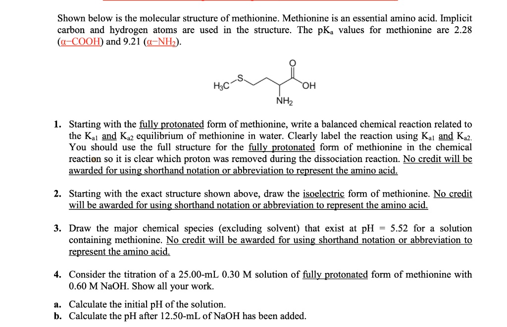 shown below is the molecular structure of methionine methionine is an ...