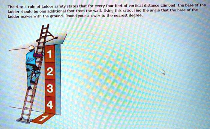 SOLVED: The 4-to-1 rule of ladder safety stales that for every four ...