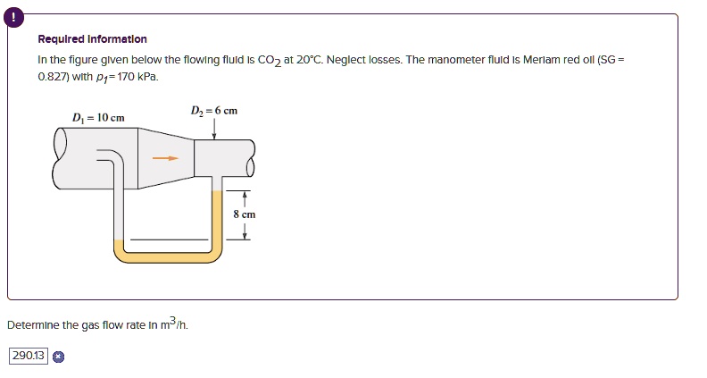SOLVED: In the figure given below, the flowing fluid is CO2 at 20Â°C ...