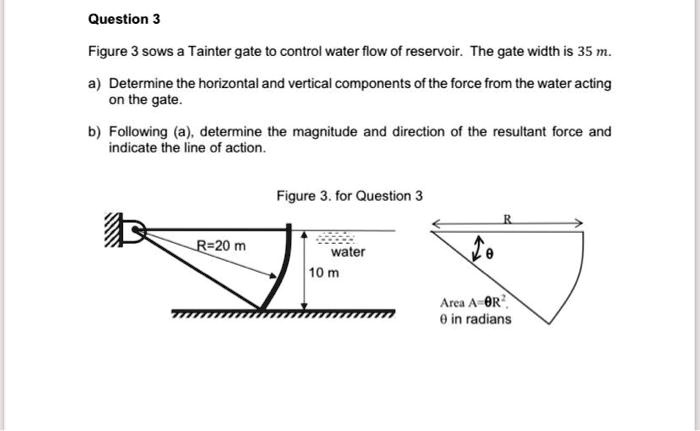 question 3 figure 3 sows a tainter gate t0 control water flow of ...