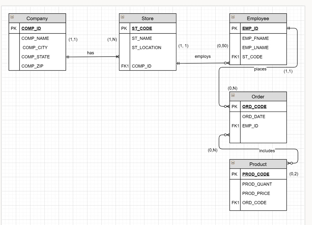 Solved Use The Following Business Rules To Draw The Fully Labeled Crow S Foot Erd In Visio The
