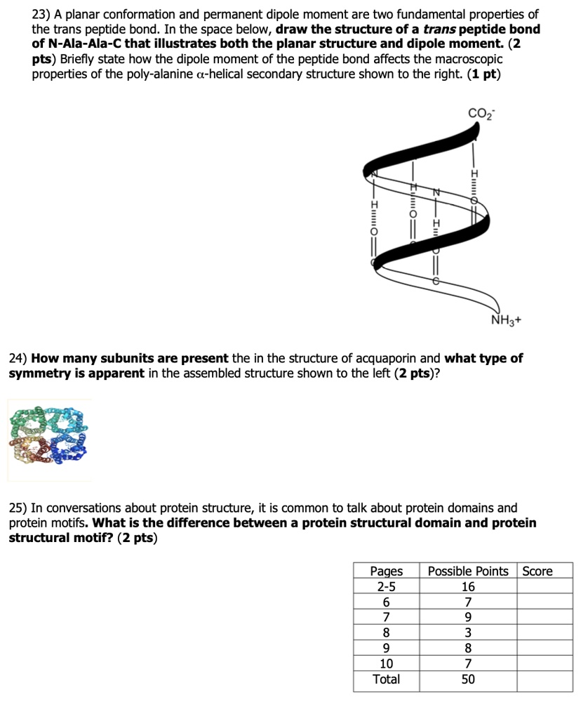 SOLVED: 23) A planar conformation and permanent dipole moment are two ...