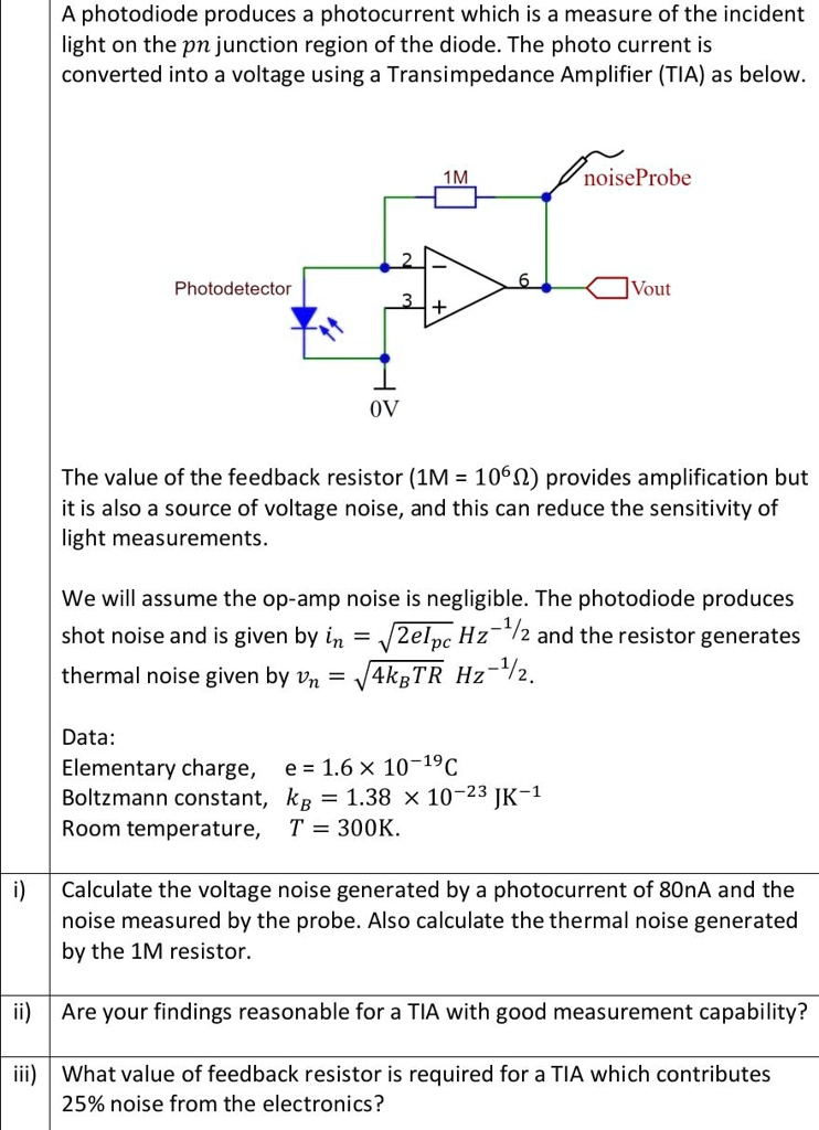 SOLVED: A photodiode produces a photocurrent which is a measure of the ...