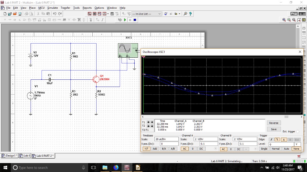 Lab 6 PART 2 - Multisim - [Lab 6 PART 2 *] File Edit View Place MCU ...