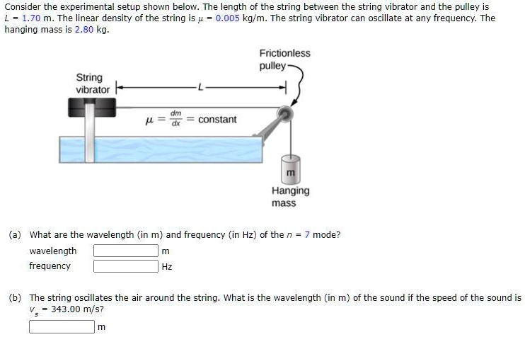 SOLVED: Consider the experimenta setup shown below. The length of the ...
