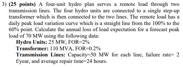 SOLVED: A four-unit hydro plant serves a remote load through two ...