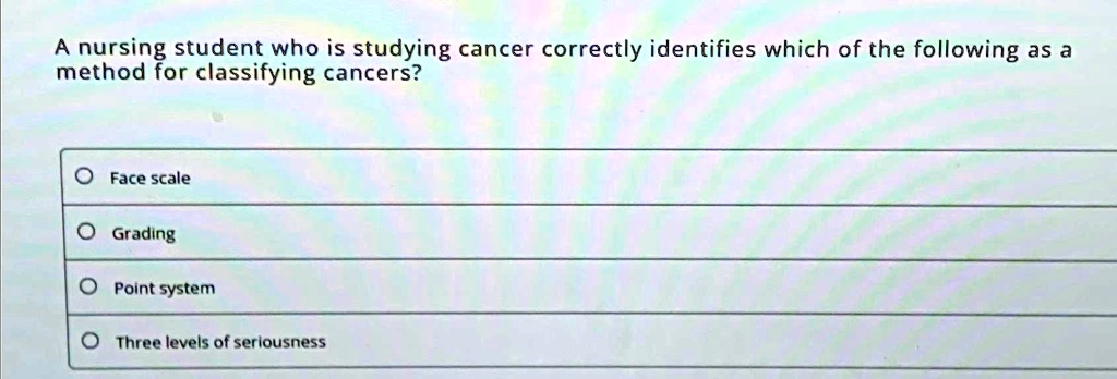 SOLVED: A nursing student who is studying cancer correctly identifies ...