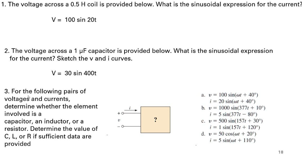 1. The voltage across a 0.5 H coil is provided below. What is the ...