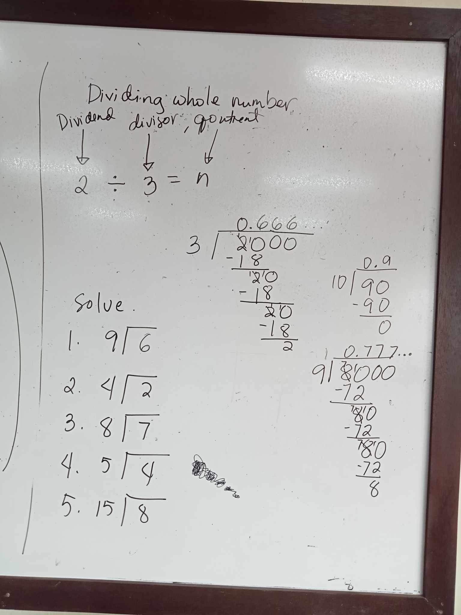 SOLVED: Dividing whole number Dividend divisor, go ntrent