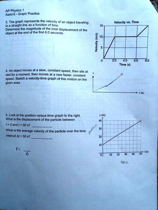ap physics asmt 6 graph practice the graph represents the velocity of ...