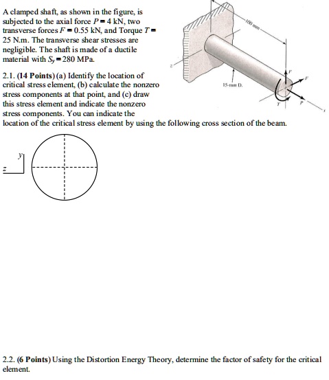 SOLVED: A clamped shaft, as shown in the figure, is subjected to the ...
