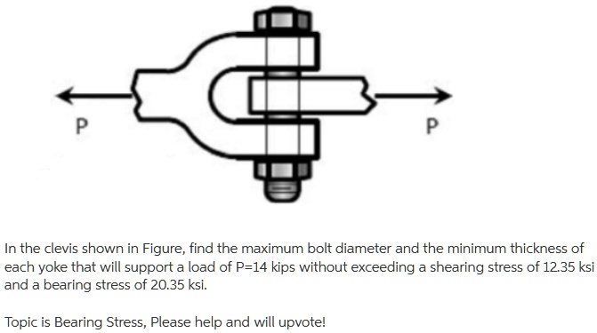 in the clevis shown in figurefind the maximum bolt diameter and the ...