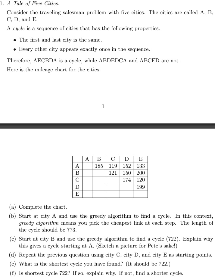 a tale of five cities consider the traveling salesman problem with five ...
