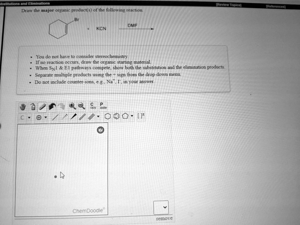 SOLVED:unone nd Eliminations Draw the major organic product(s) of the ...