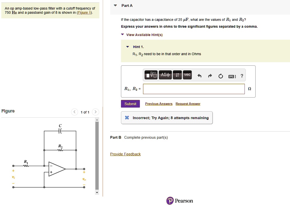 SOLVED: Part A An op amp-based low-pass filter with a cutoff frequency ...