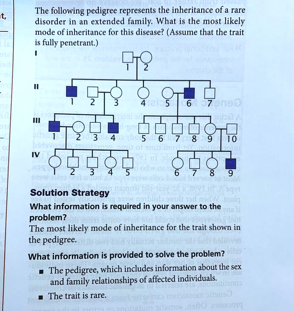 the following pedigree represents the inheritance of a rare disorder in an extended family what ...
