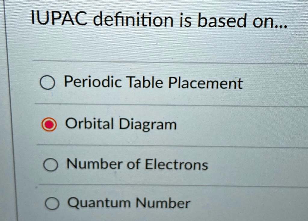 Solved No Sure If Orbital Diagram Or Periodic Table Of Elements Iupac Definition Is Based On