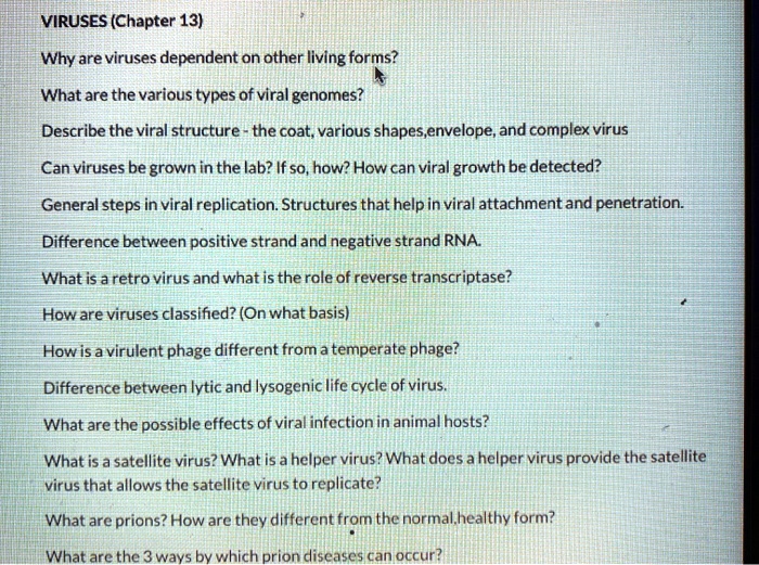 viruses chapter 13 why are viruses dependent on other living forms what ...