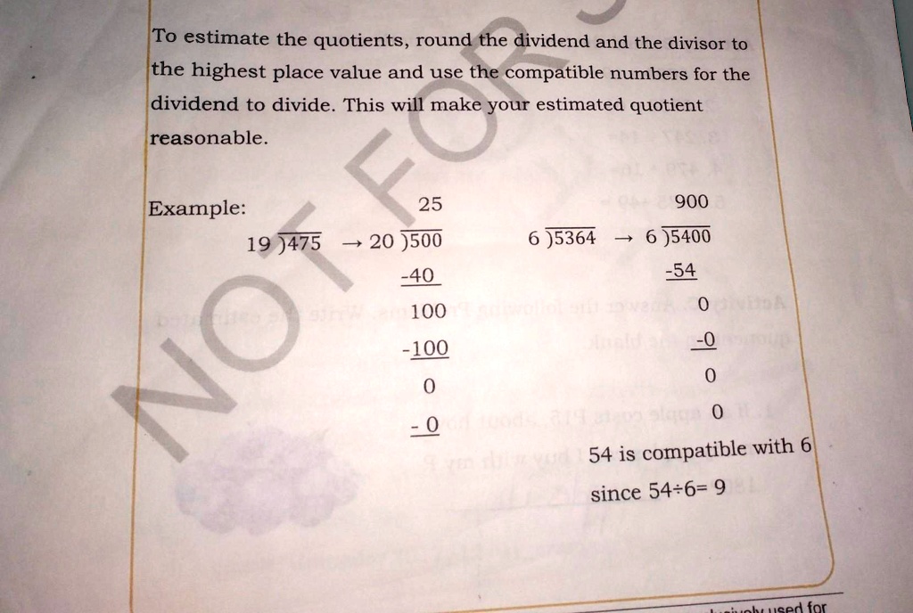 SOLVED: QUESTIONS 1.) ESTIMATE THE FOLLOWING USING COMPATIBLE NUMBERS ...
