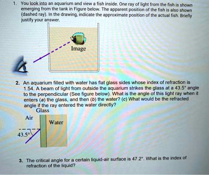 you look into an aquarium and view a fish inside one ray of light from ...