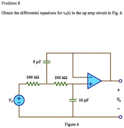 Problem 8 Obtain the differential equations for Vout in the op amp circuit in Fig.6 200kÎ© + 10F ...