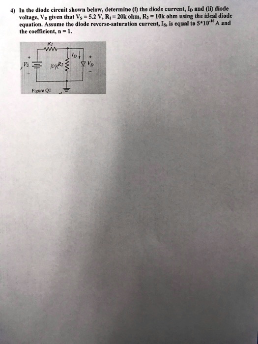 SOLVED: In the diode circuit shown below, determine the diode current, Ip, and the diode voltage ...