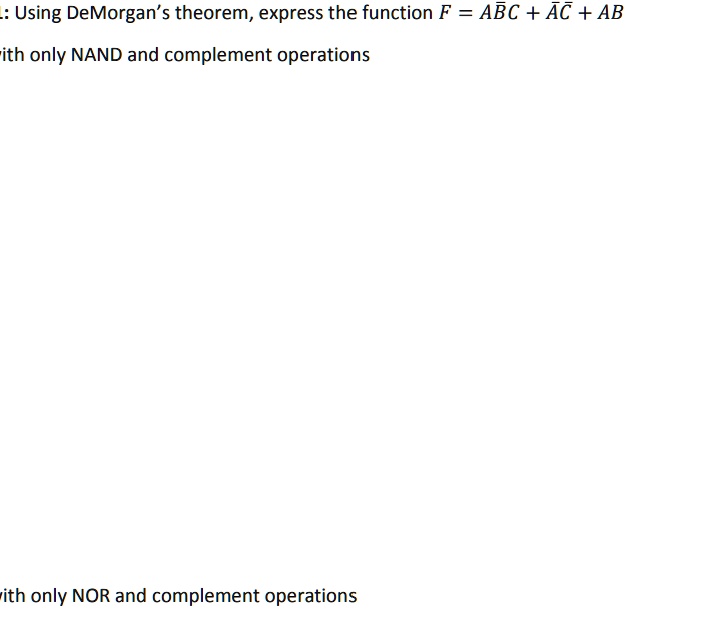 A With Nand And Complement Operation B With Nor And Complement 4733